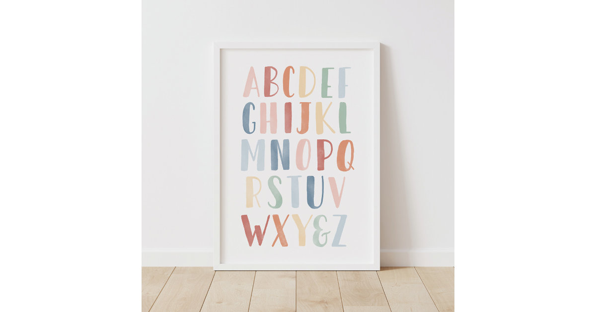 Watercolor Rainbow Alphabet Classroom Poster | Zazzle