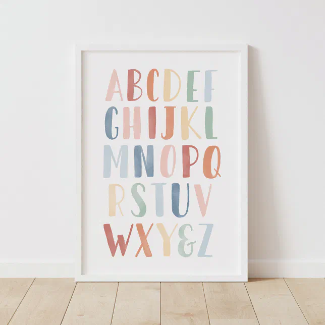 Watercolor Rainbow Alphabet Classroom Poster | Zazzle