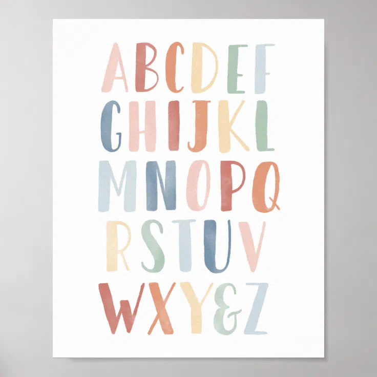 Watercolor Rainbow Alphabet Classroom Poster | Zazzle