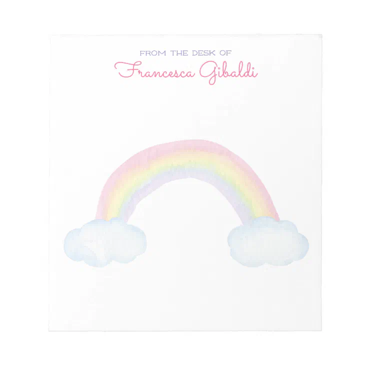 Watercolor Rainbow and Clouds From The Desk Of Notepad | Zazzle