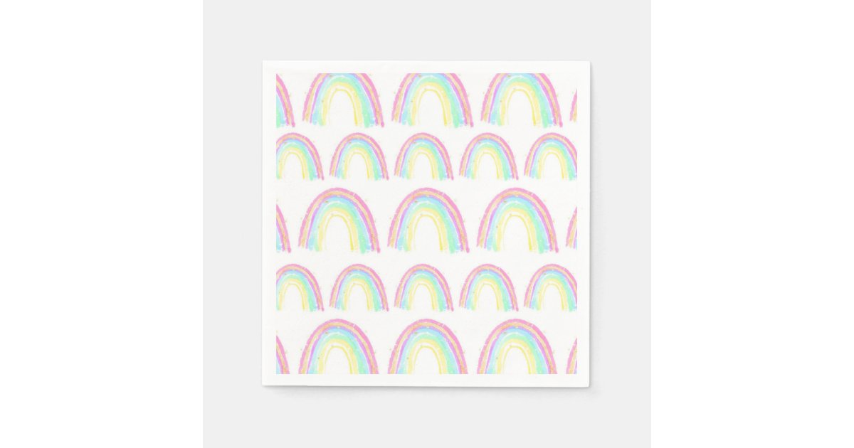 Watercolor Rainbow Birthday Party Napkins | Zazzle