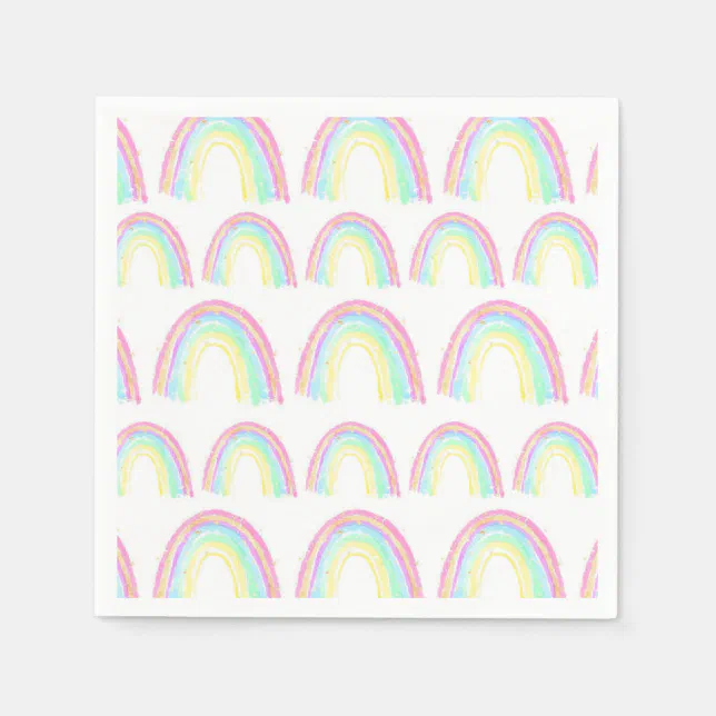 Watercolor Rainbow Birthday Party Napkins | Zazzle