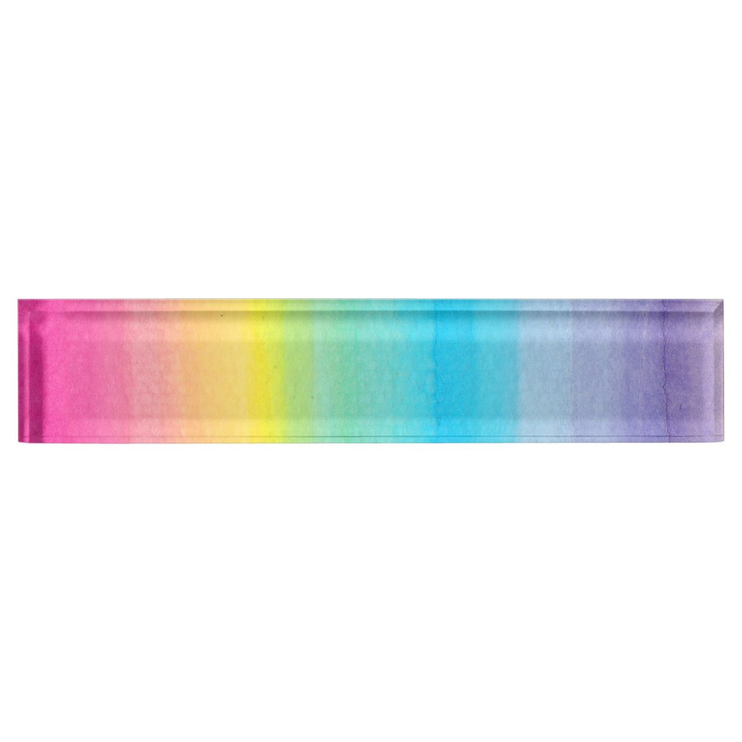 Watercolor Rainbow Design Desk Name Plate | Zazzle