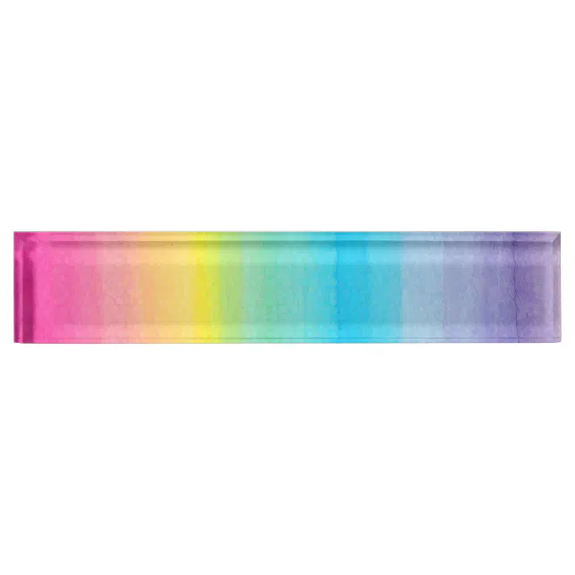 Watercolor Rainbow Design Desk Name Plate | Zazzle