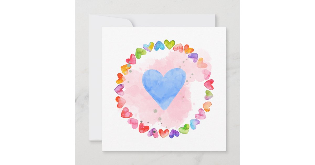 Watercolor Rainbow Heart Card | Zazzle