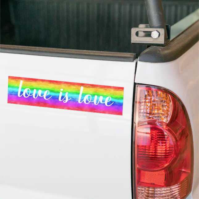Watercolor Rainbow Love is Love Pride Bumper Sticker | Zazzle