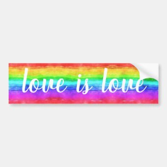 Watercolor Rainbow Love is Love Pride Bumper Sticker | Zazzle