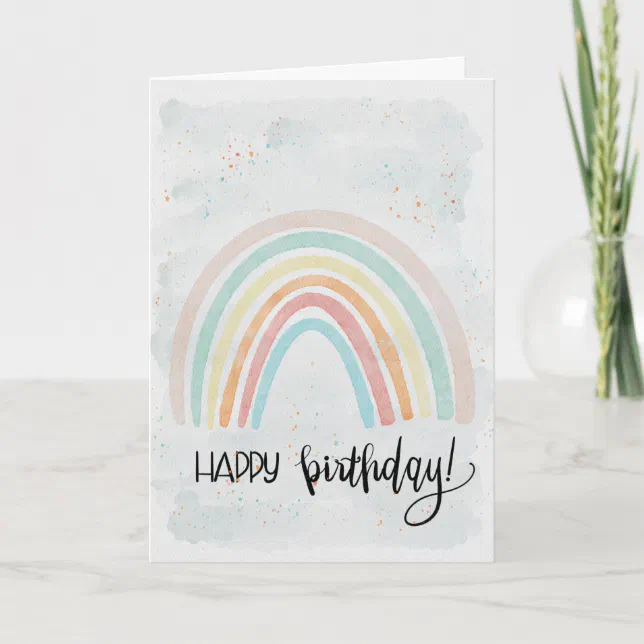 Watercolor Rainbow Modern Happy birthday Card | Zazzle