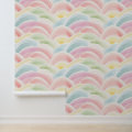 Watercolor Rainbow Pattern with Neutral Pastel Wallpaper | Zazzle