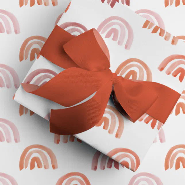 Watercolor Rainbow Rows in Red Wrapping Paper | Zazzle