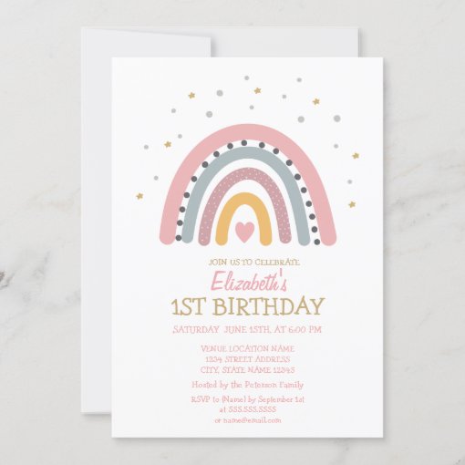 Watercolor Rainbow Striped Birthday Invitation | Zazzle