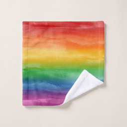 Watercolor Rainbow Stripes Bath Towel Set | Zazzle