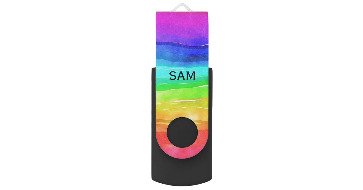 Watercolor Rainbow Stripes Design Flash Drive | Zazzle