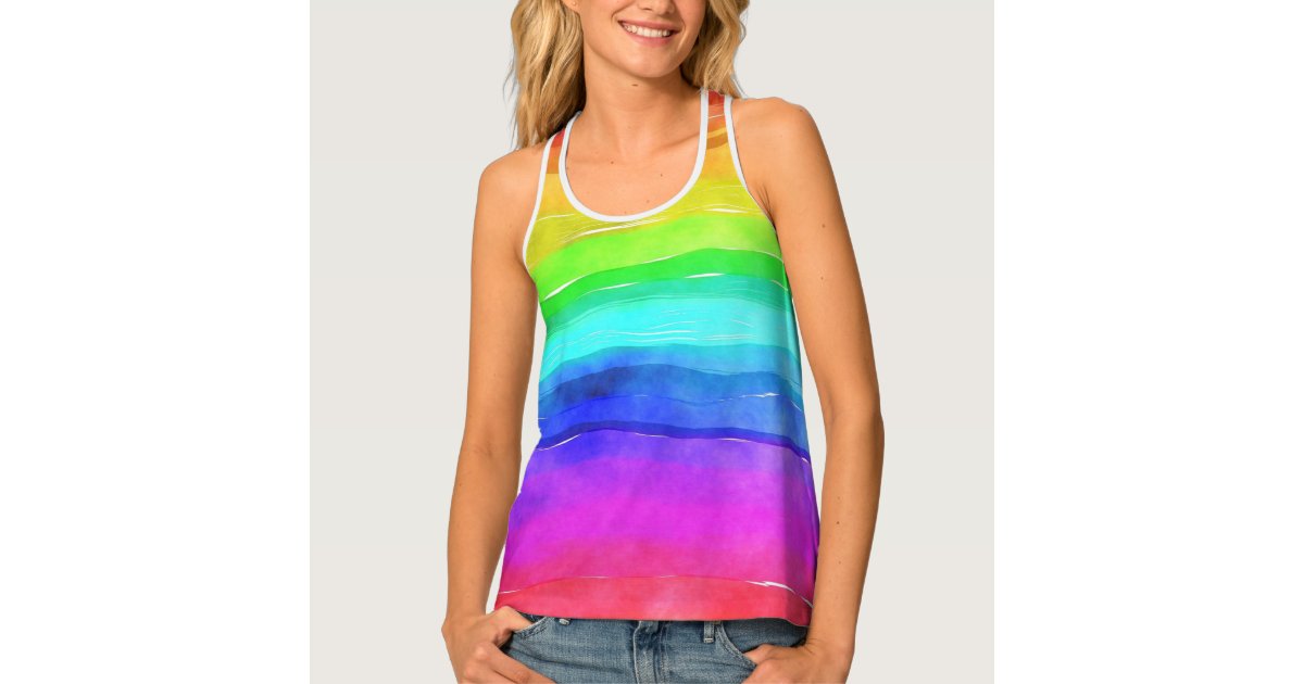 Watercolor Rainbow Stripes Design Tank Top | Zazzle