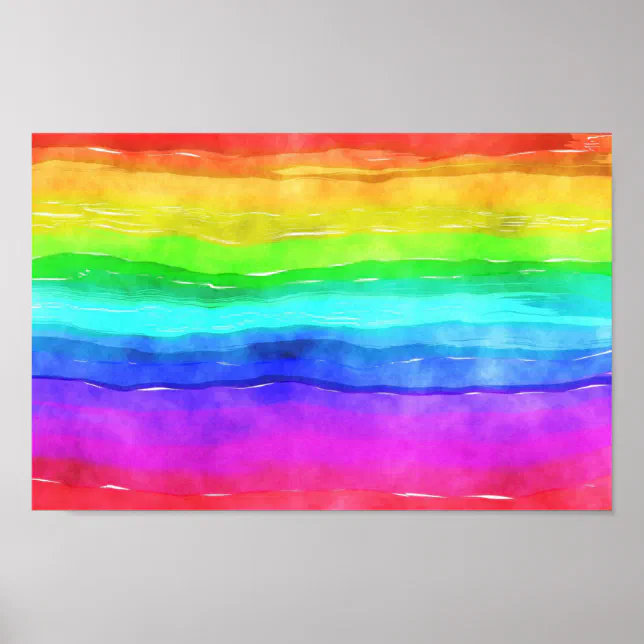 Watercolor Rainbow Stripes Poster | Zazzle