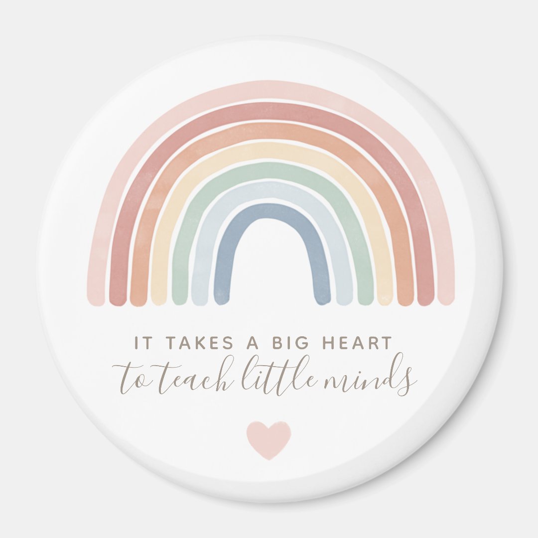 Watercolor Rainbow Teacher Appreciation Button Magnet | Zazzle