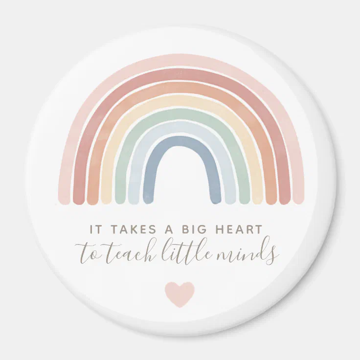 Watercolor Rainbow Teacher Appreciation Button Magnet | Zazzle