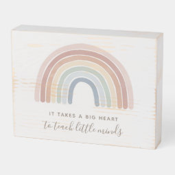 Watercolor Rainbow Teacher Appreciation Wooden Box Sign | Zazzle