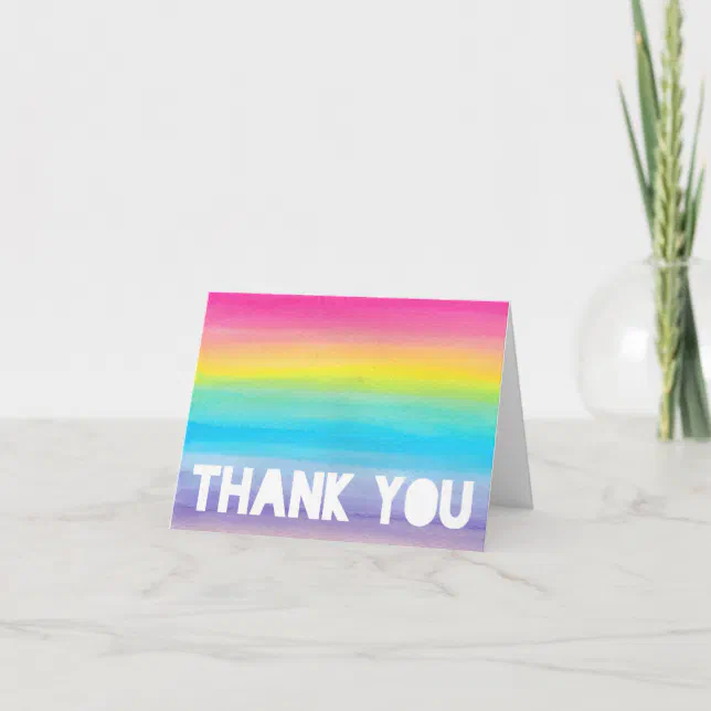 Watercolor Rainbow Thank You Card | Zazzle