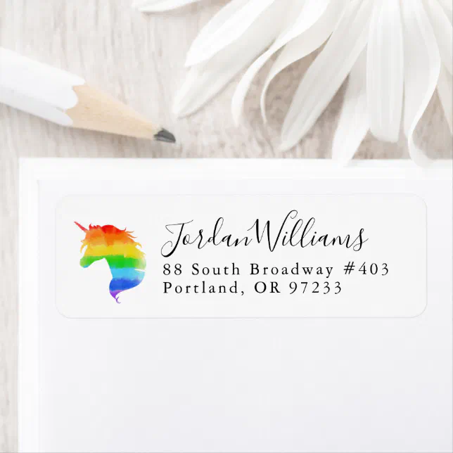 Watercolor Rainbow Unicorn Label | Zazzle