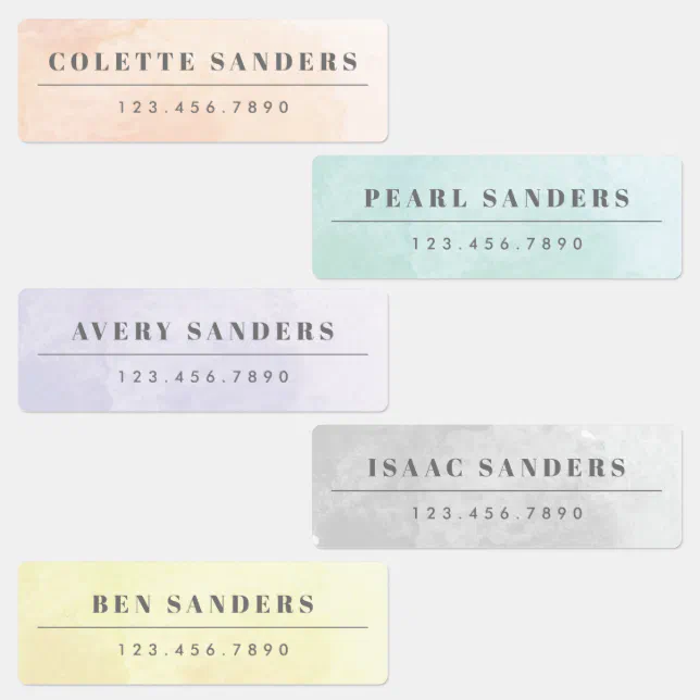 Watercolor Rainbow Waterproof Name Labels | Zazzle
