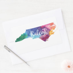 Watercolor Raleigh, North Carolina Rectangular Sticker | Zazzle
