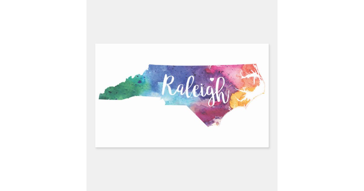 Watercolor Raleigh, North Carolina Rectangular Sticker | Zazzle