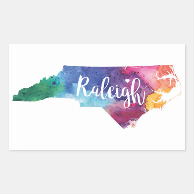 Watercolor Raleigh, North Carolina Rectangular Sticker | Zazzle