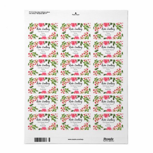 Watercolor Red and Pink Floral Illustration Label | Zazzle