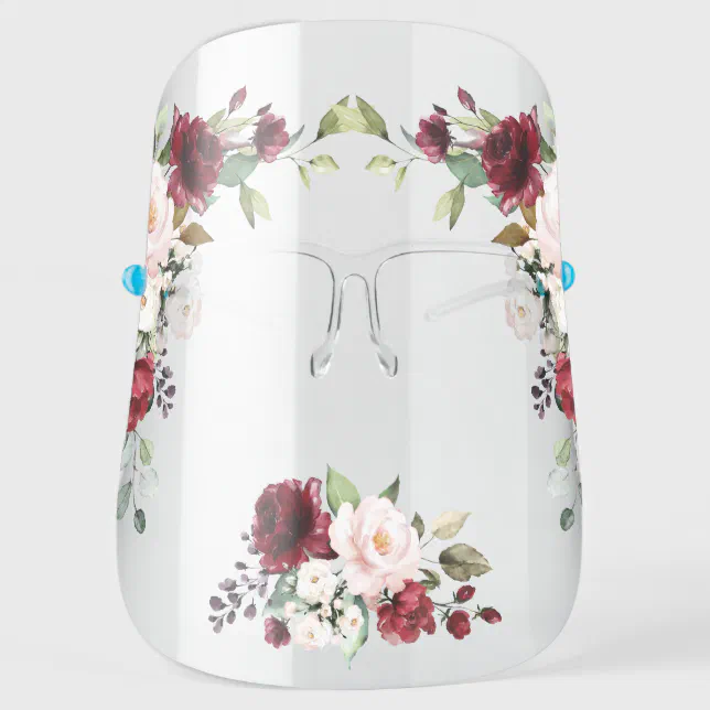Watercolor Red and Pink Roses Greenery Face Shield | Zazzle