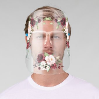 Watercolor Red and Pink Roses Greenery Face Shield | Zazzle