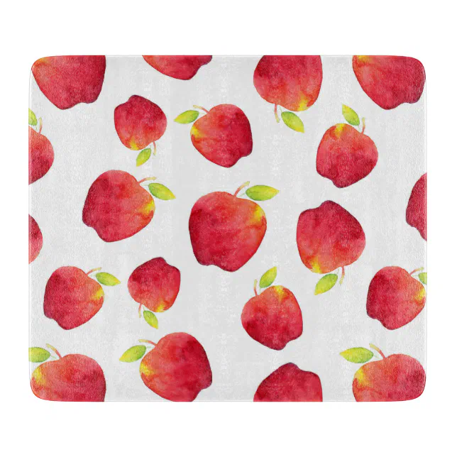 Watercolor Red Apple Pattern Cutting Board | Zazzle