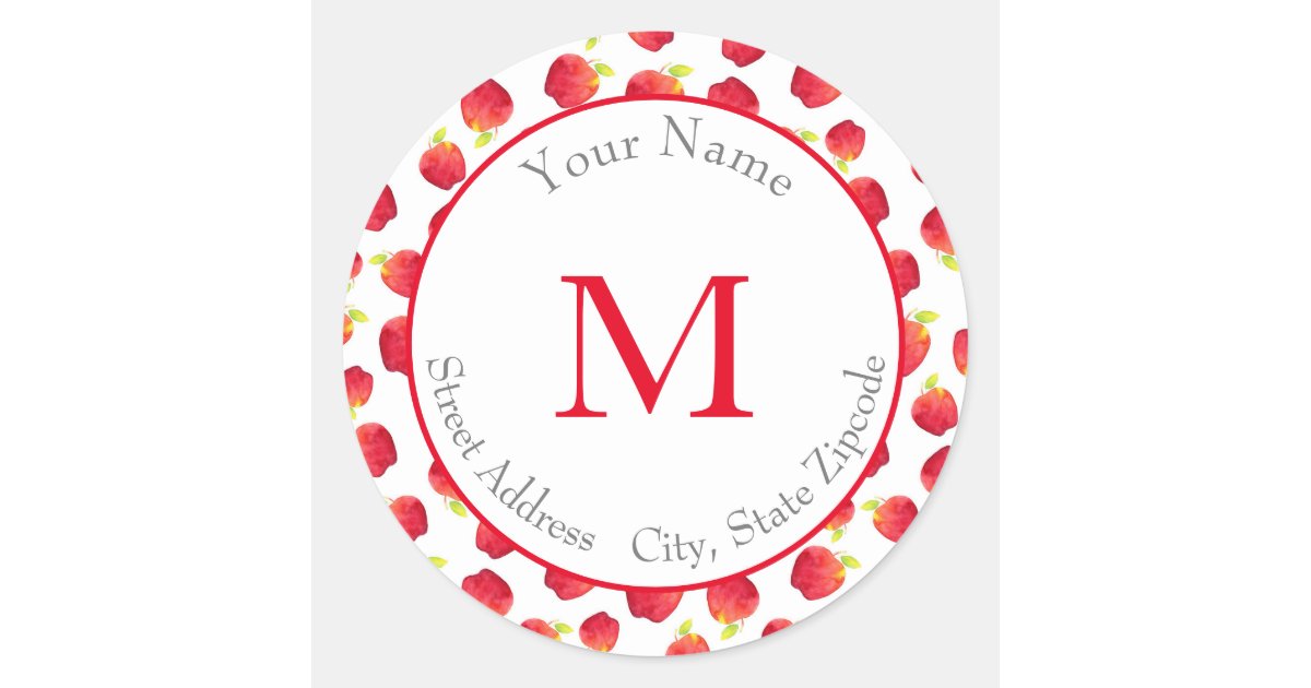 'Watercolor Red Apple Pattern' Labels | Zazzle