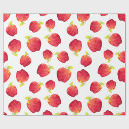 Watercolor Red Apple Pattern Wrapping Paper | Zazzle