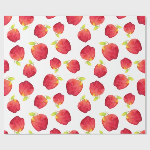 Watercolor Red Apple Pattern Wrapping Paper | Zazzle