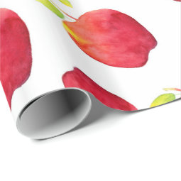 Watercolor Red Apple Pattern Wrapping Paper | Zazzle