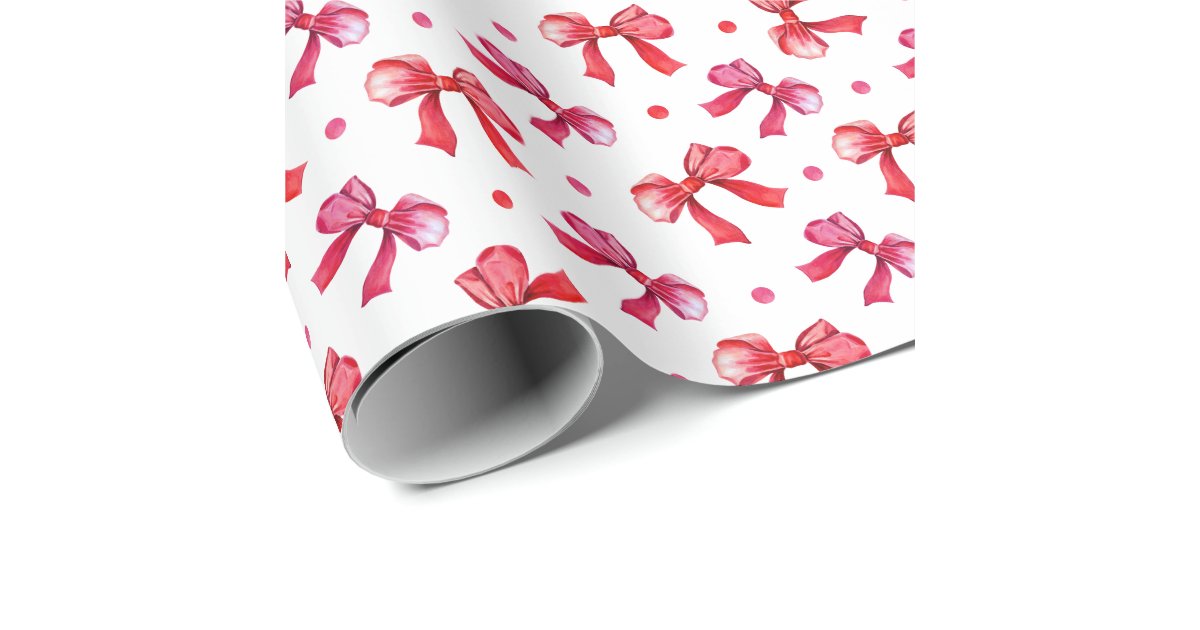 Watercolor Red Bows Christmas Holiday Gift Wrapping Paper | Zazzle