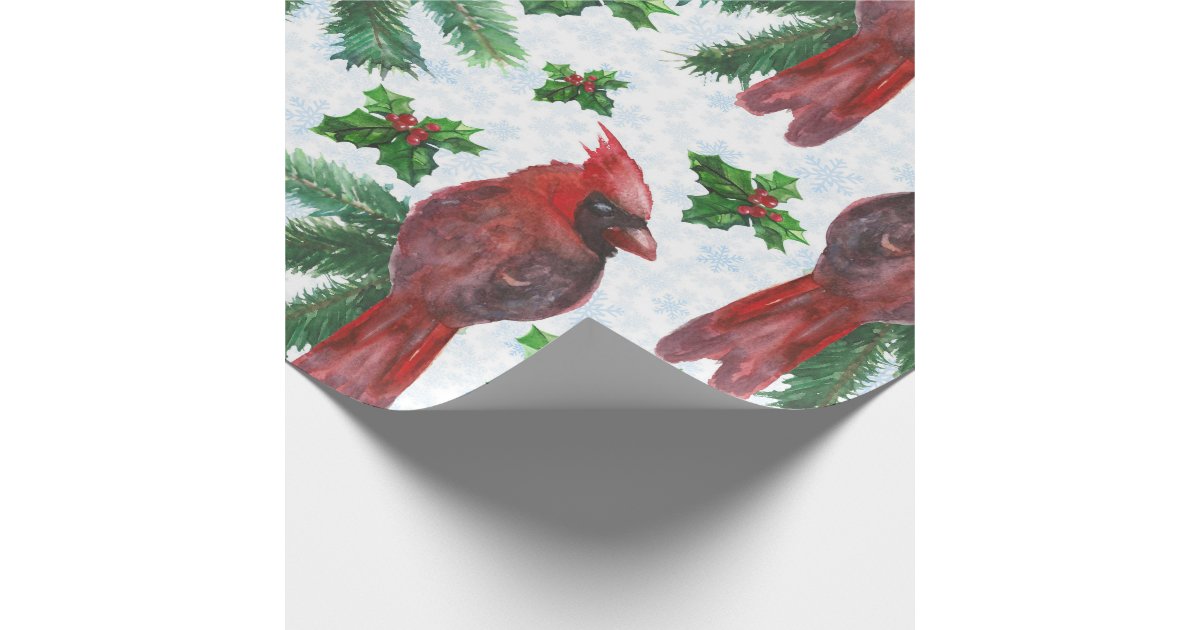 watercolor Red Cardinal Bird Wrapping Paper | Zazzle