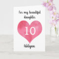 Watercolor Red Heart 10th Birthday Card | Zazzle