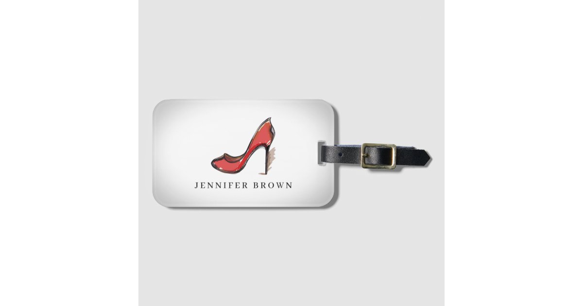 Watercolor Red High Heel Shoe Stiletto Luggage Tag | Zazzle