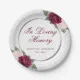 Watercolor Red Pink Floral Memorial Funeral Paper Plates | Zazzle