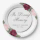 Watercolor Red Pink Silver Floral Memorial Funeral Paper Plates | Zazzle