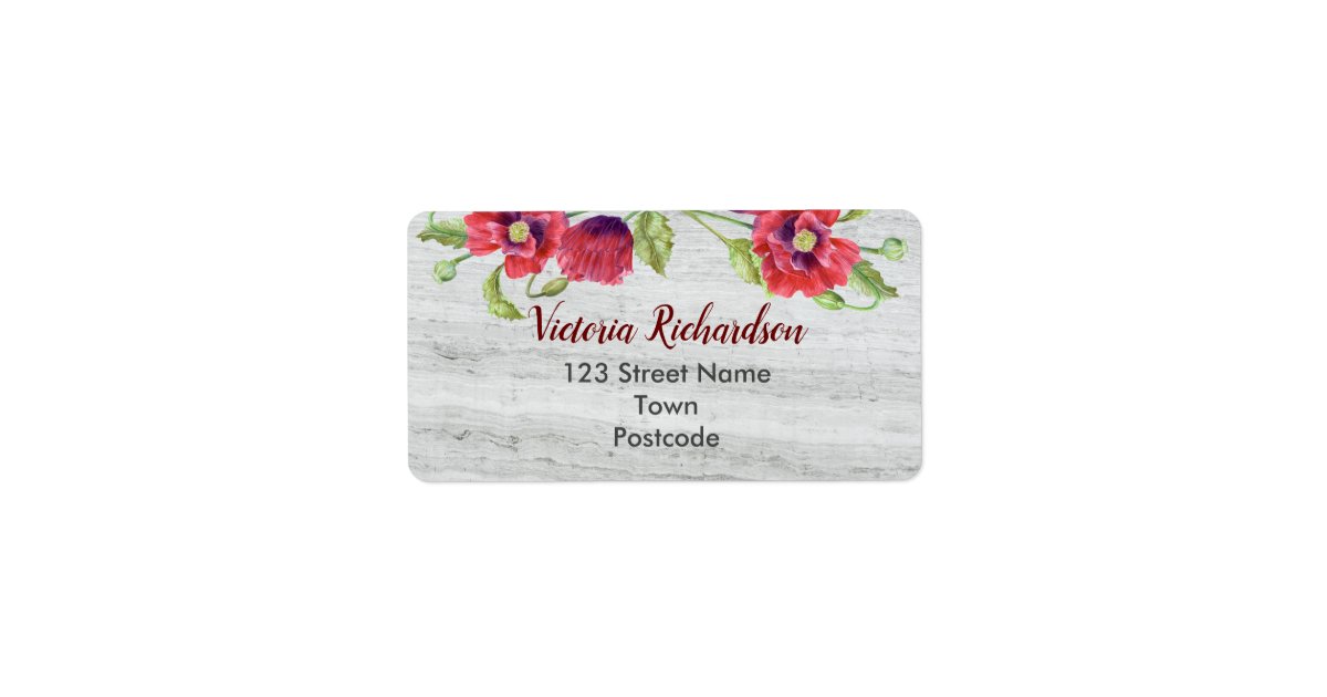 Watercolor Red Poppies Floral Illustration Label | Zazzle