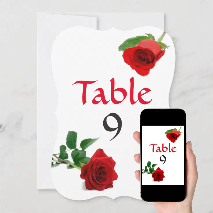 Watercolor Red Rose - Table Numbers | Zazzle