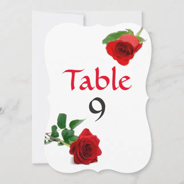 Watercolor Red Rose - Table Numbers | Zazzle