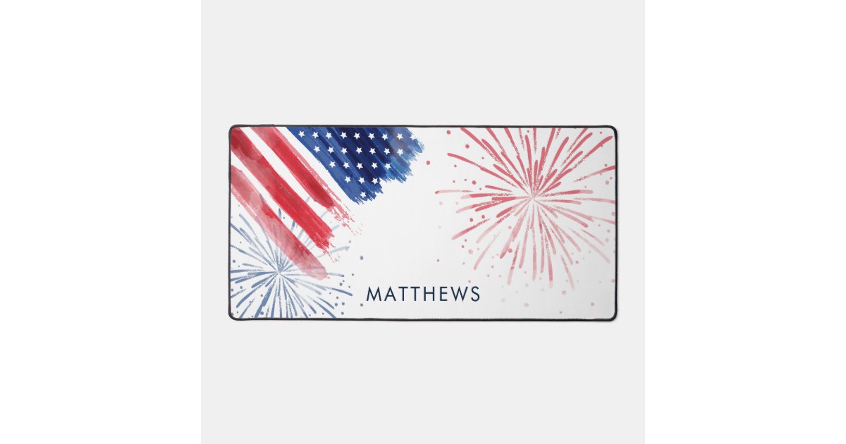 Watercolor Red White and Blue Custom Desk Mat | Zazzle