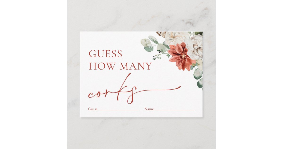 Watercolor Red Winter Guess How Many Corks Game Enclosure Card | Zazzle