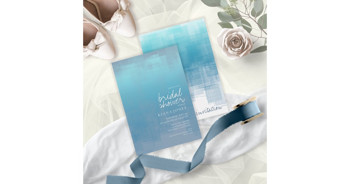 Watercolor Reflection Bridal Shower Blue ID774 Invitation | Zazzle