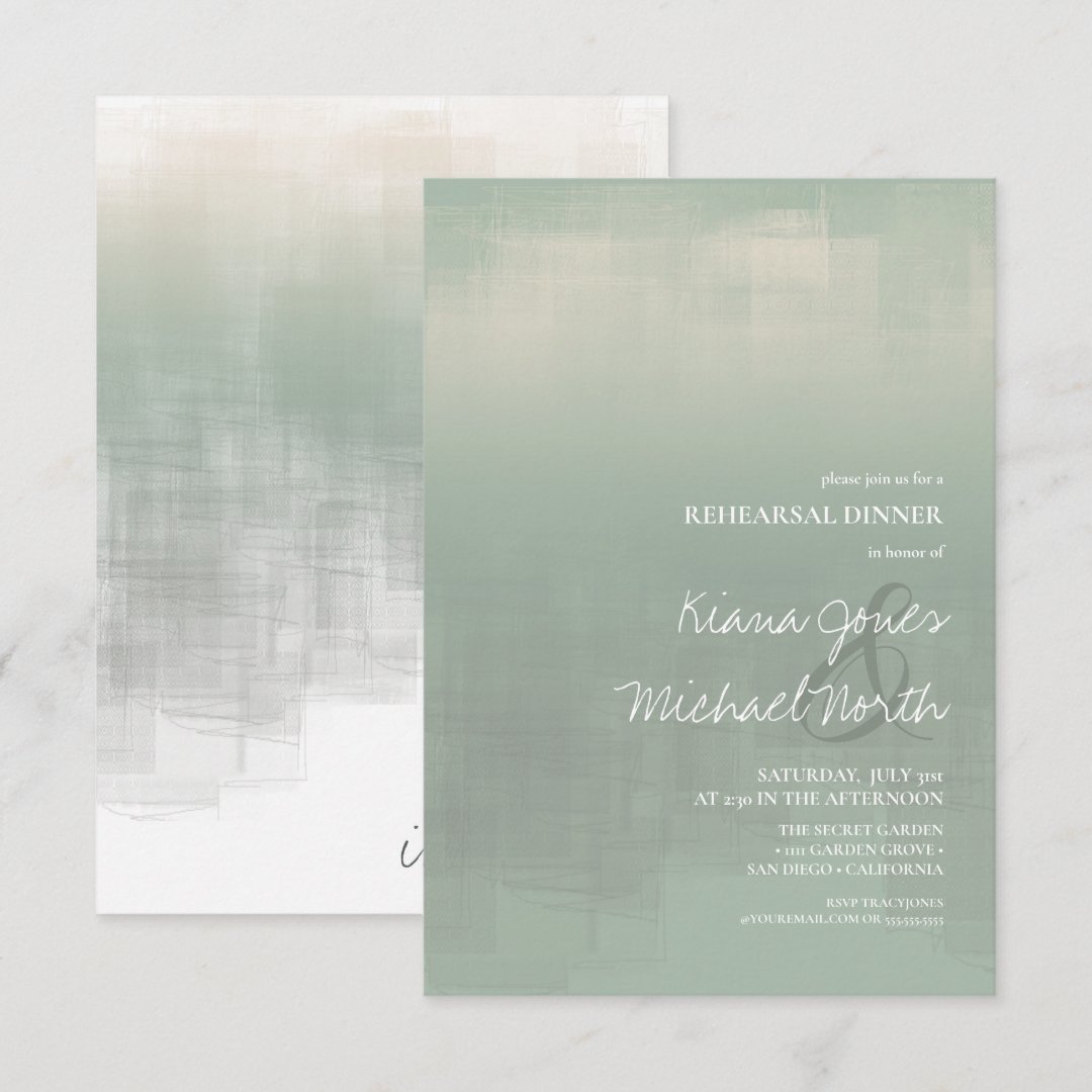 Watercolor Reflections Rehearsal Sage ID774 Invitation | Zazzle