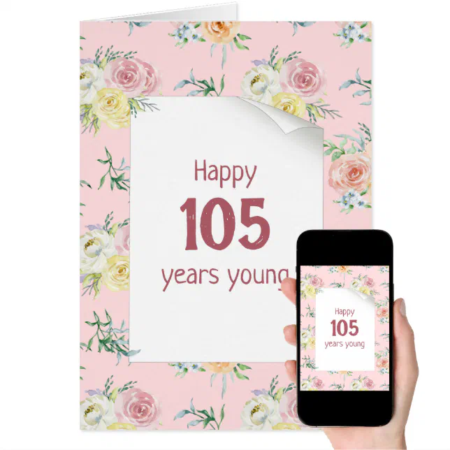 Watercolor Rose 105th Birthday Card | Zazzle